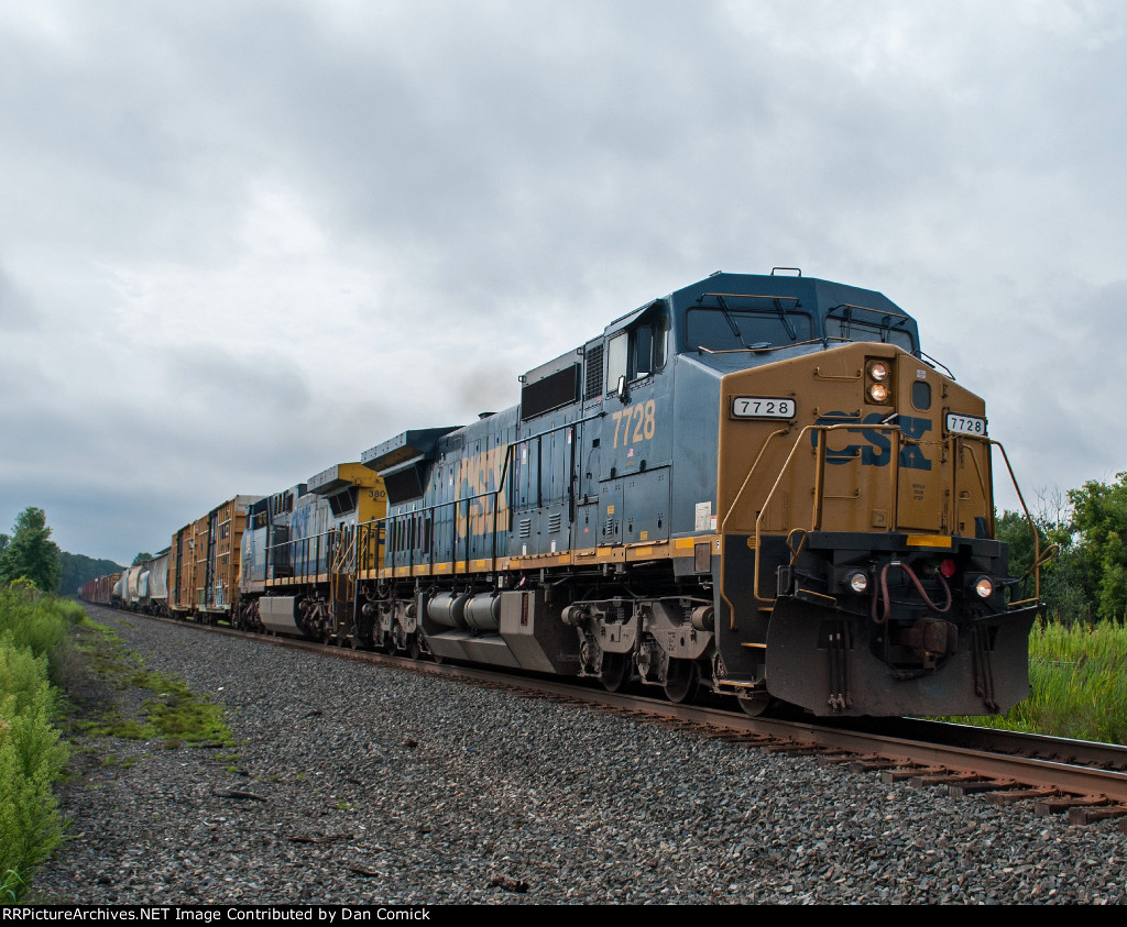 CSX 7728 Leads Westbound - 8/21/2014